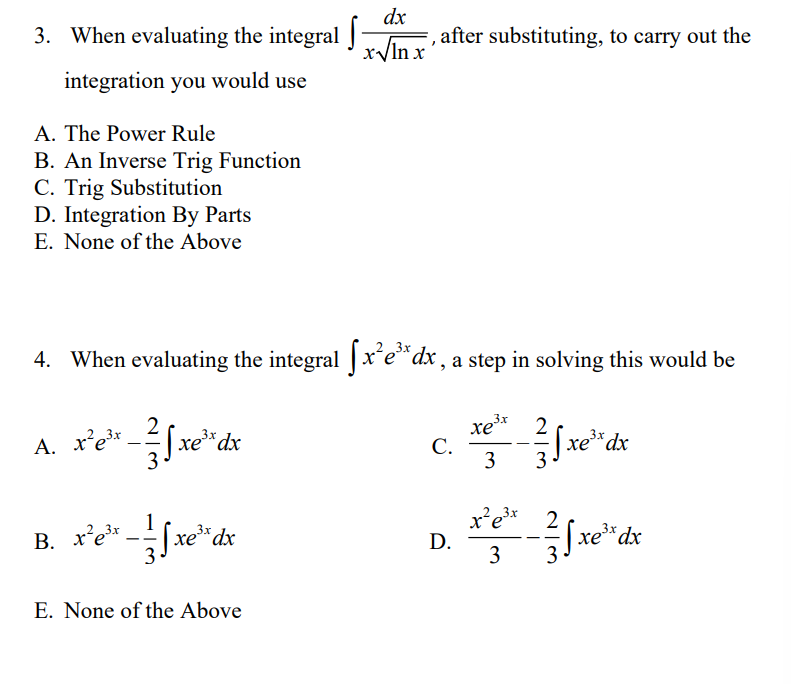 Solved 3. When evaluating the integral \\( \\int \\frac{d | Chegg.com