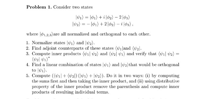 Solved Problem 1. Consider two states where 1,2,3)are all | Chegg.com