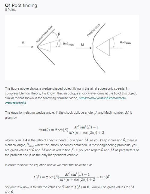 Solved Q1 Root finding 6 Points M Kis K 0
