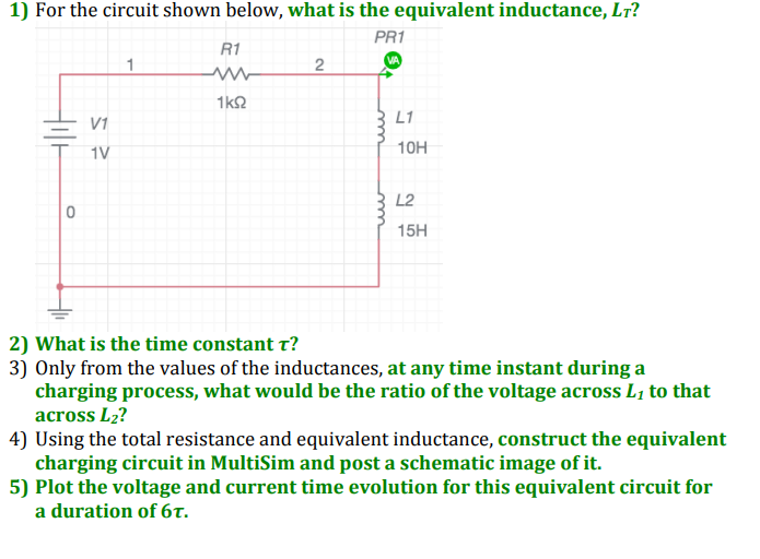 Solved 2) What is the time constant τ ? 3) Only from the | Chegg.com