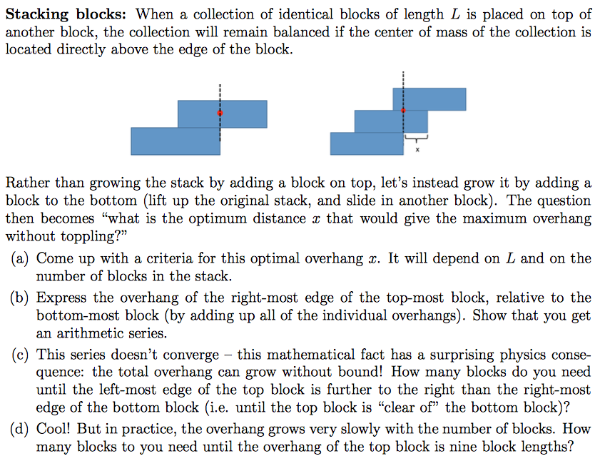 Solved Stacking blocks: When a collection of identical | Chegg.com