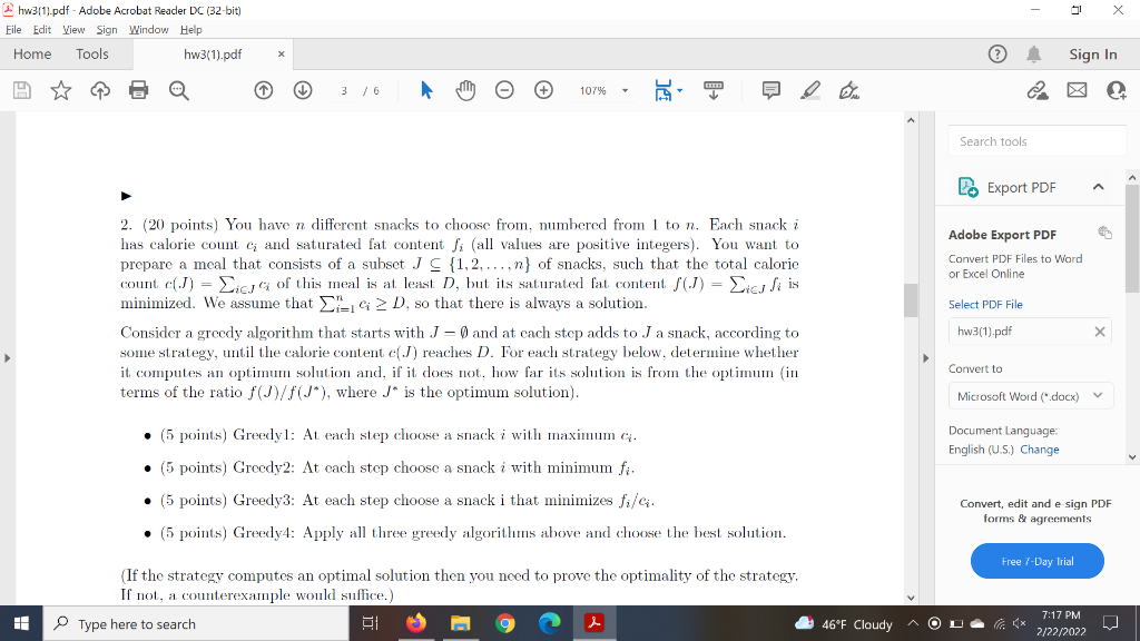 Solved וב Х hw3(1).pdf - Adobe Acrobat Reader DC (32-bit) | Chegg.com