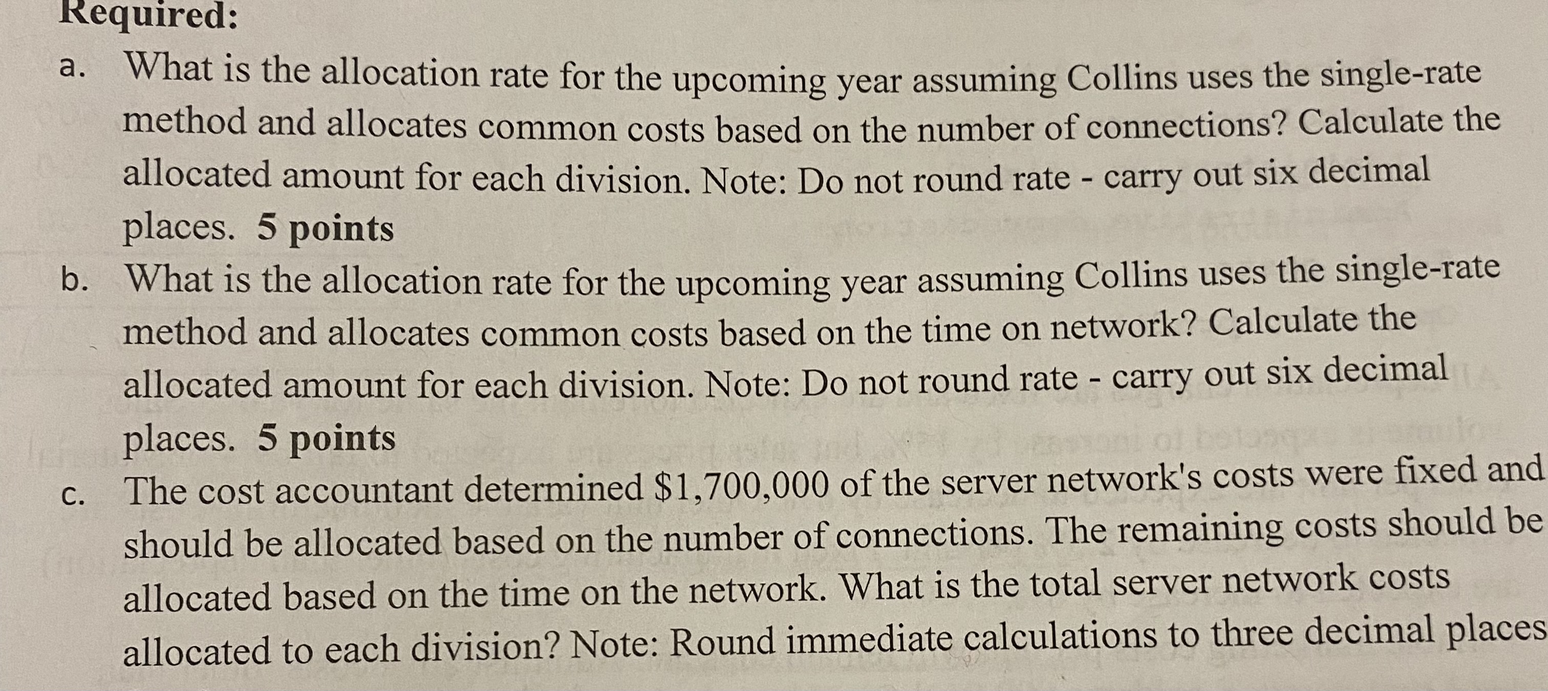 a. What is the allocation rate for the upcoming year | Chegg.com