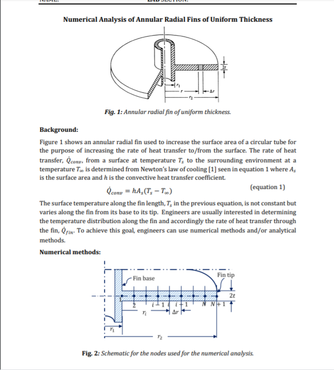 Numerical Analysis of Annular Radial Fins of Uniform | Chegg.com