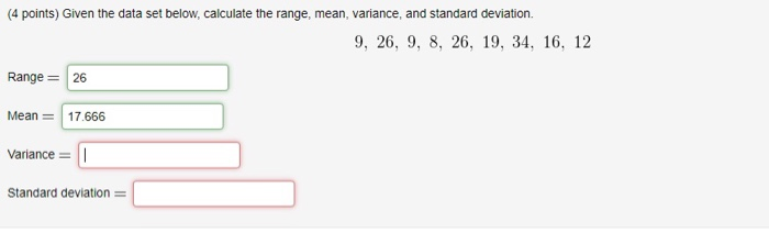 Solved 4 Points Given The Data Set Below Calculate The 4184