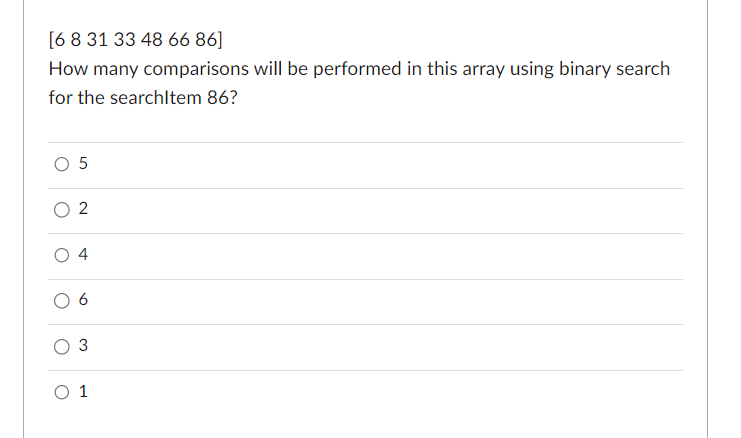 Solved How many comparisons will be performed in this array | Chegg.com