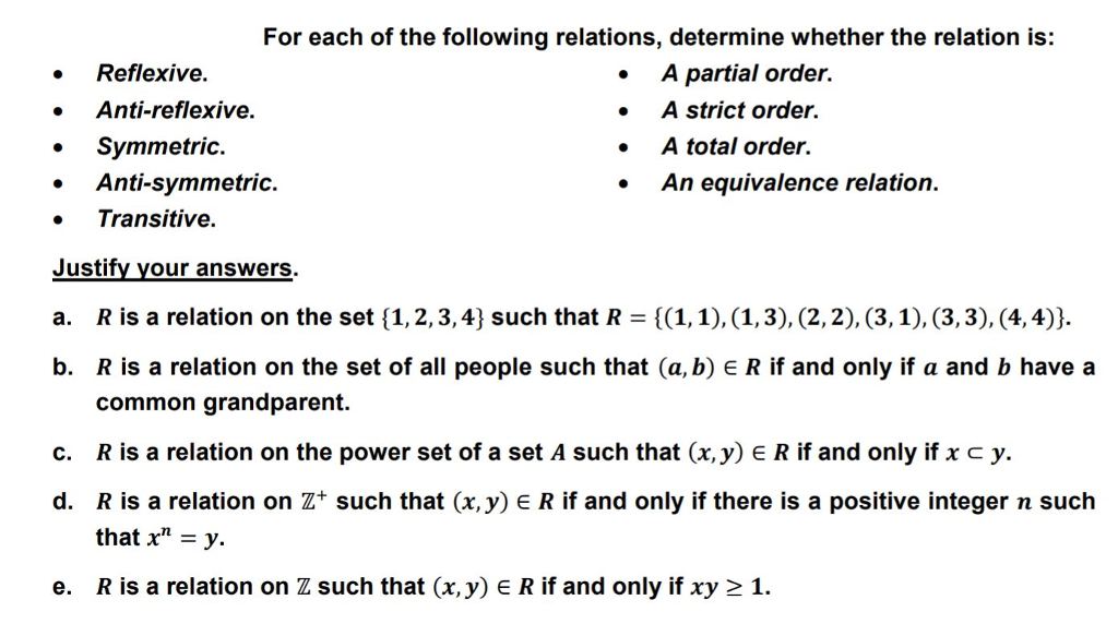 Solved For Each Of The Following Relations Determine 