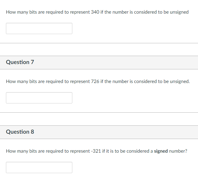 Solved How many bits are required to represent 340 if the | Chegg.com