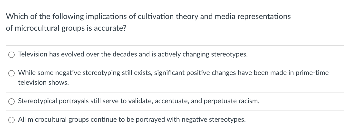 Solved Which of the following implications of cultivation | Chegg.com