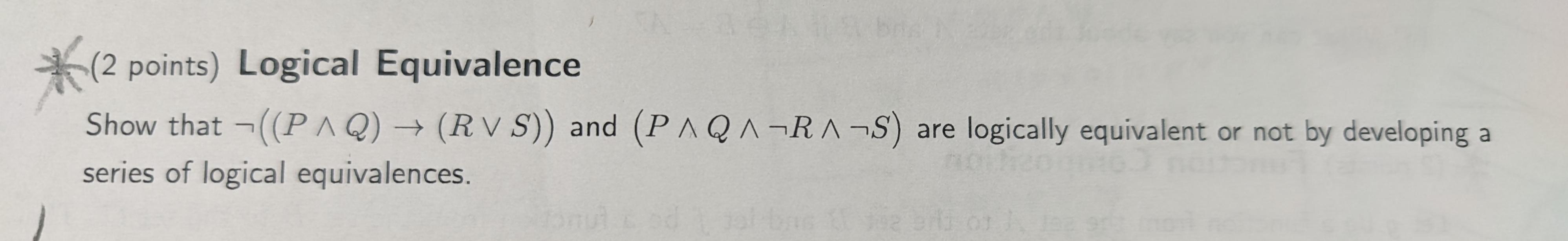 Solved (2 points) Logical Equivalence Show that | Chegg.com