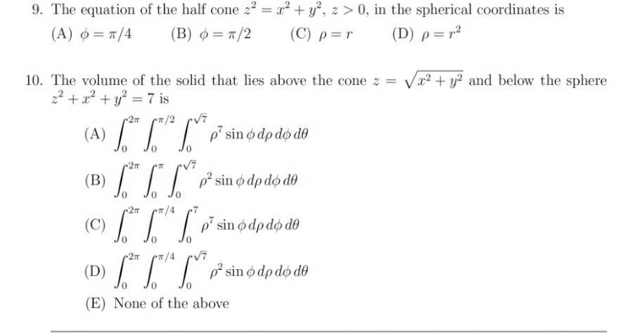 Solved 9. The equation of the half cone 22 = x2 + y², 2 > 0, | Chegg.com