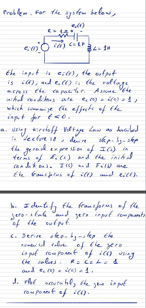 Solved Problem. For the system below, elf) ml ill) CELF SL11 | Chegg.com