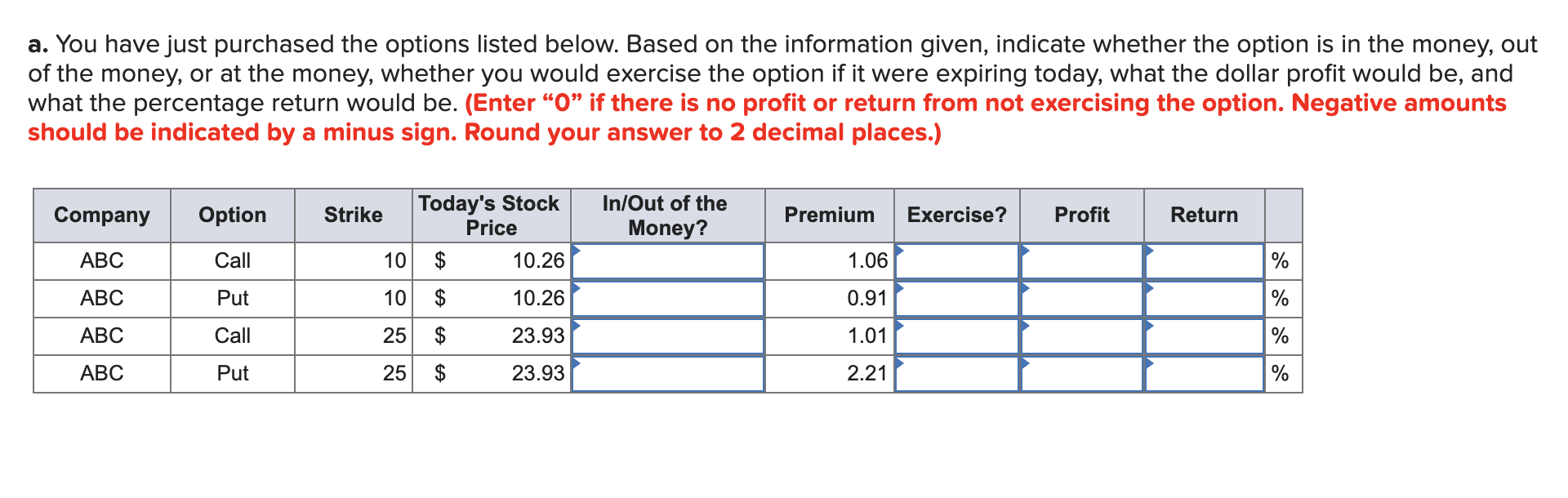 Solved a. You have just purchased the options listed below. | Chegg.com