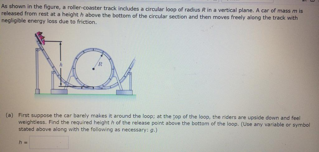 Solved shown in the figure, a roller-coaster track includes | Chegg.com