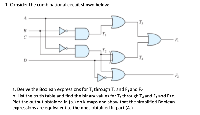Solved 1. Consider the combinational circuit shown below: B | Chegg.com