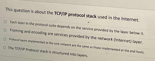 This question is about the TCP/IP protocol stack used | Chegg.com