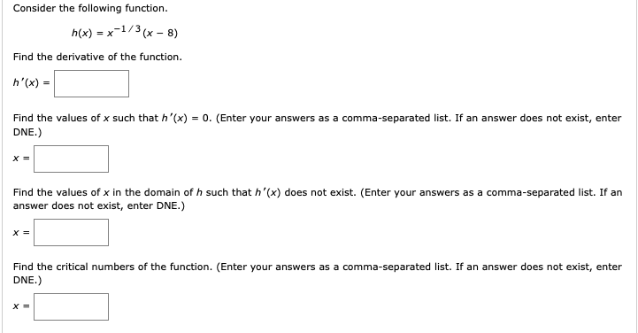 Solved Consider the following function. h(x) = x-1/3(x – 8) | Chegg.com