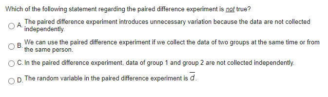 Solved Which of the following statement regarding the paired | Chegg.com