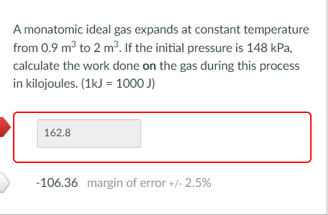 Solved A monatomic ideal gas expands at constant temperature | Chegg.com