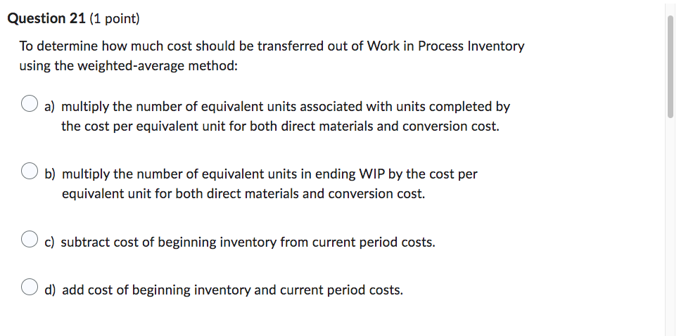 Solved To determine how much cost should be transferred out | Chegg.com