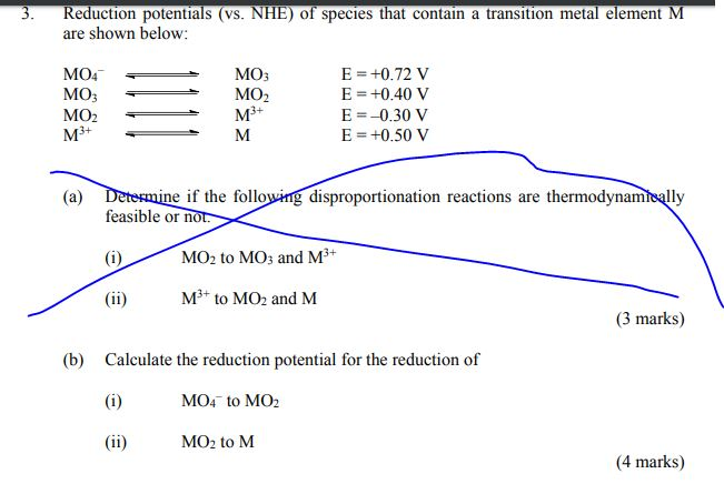Solved 3. Reduction potentials (vs. NHE) of species that | Chegg.com