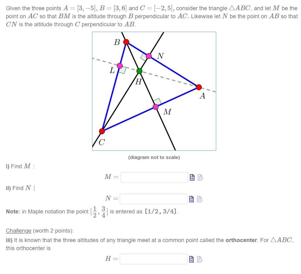 Solved Given the three points A=[3,−5],B=[3,6] and C=[−2,5], | Chegg.com