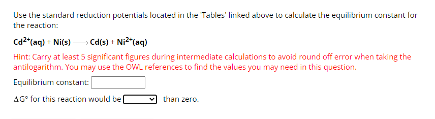 Solved Use The Table Standard Reduction Potentials Located