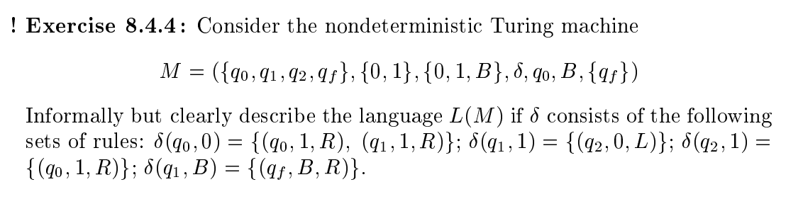 Solved Exercise 8.4.4: Consider the nondeterministic Turing | Chegg.com
