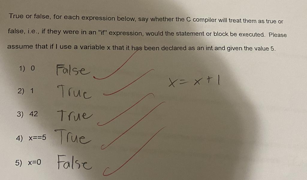 Solved True Or False For Each Expression Below Say Whether 