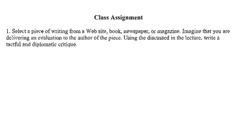 Solved Class Assignment 1. Select a piece of writing from a | Chegg.com