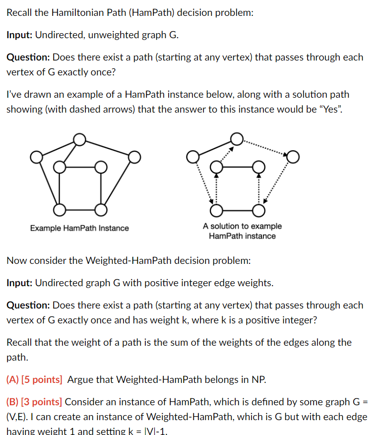 Recall the Hamiltonian Path (HamPath) decision | Chegg.com