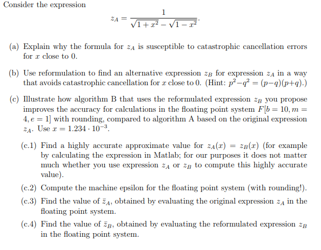 Solved Consider the expression a) Explain why the formula | Chegg.com