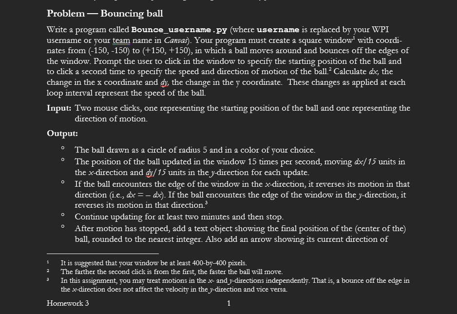 Problem - Bouncing ball Write a program called | Chegg.com