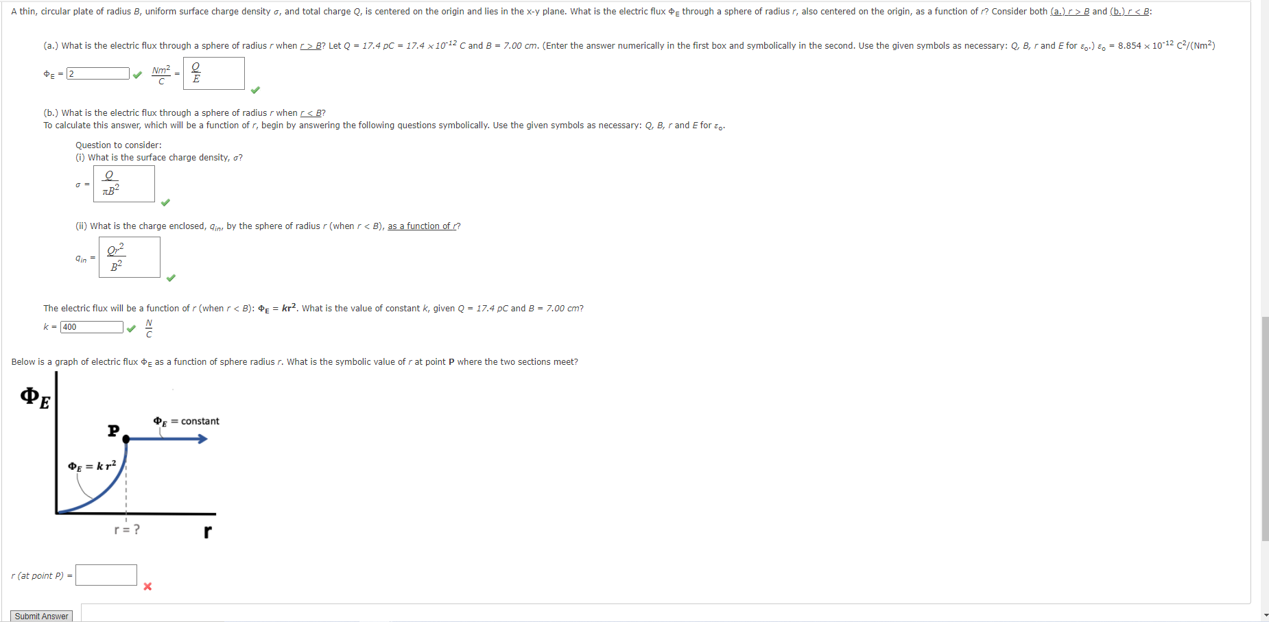 Solved (AT THE BOTTOM) Below is a graph of electric flux ΦE | Chegg.com