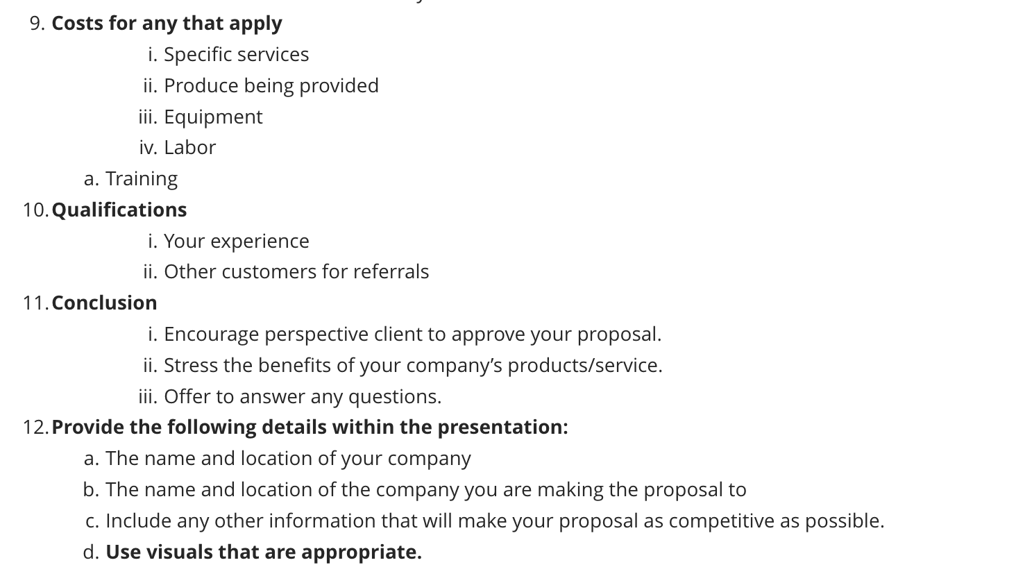 Solved 3. Each section can be a slide in the presentation. | Chegg.com