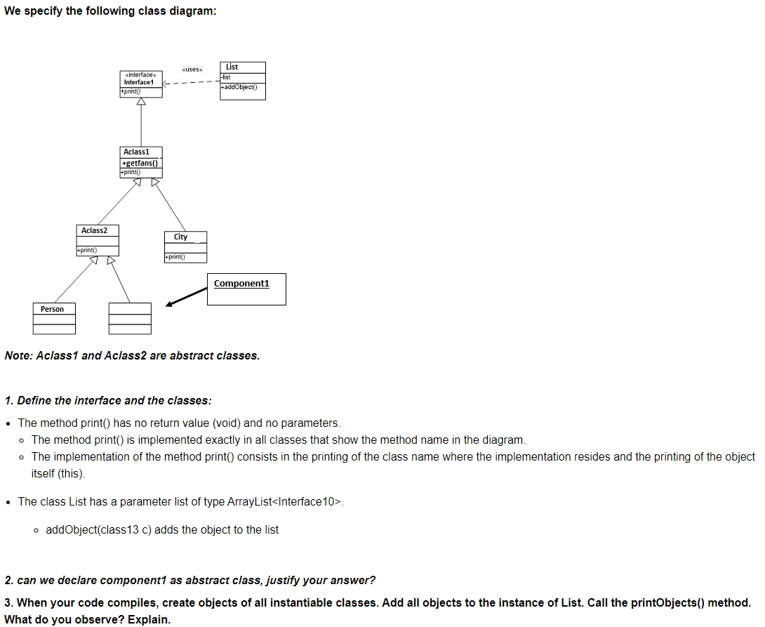 Solved We specify the following class diagram: uses | Chegg.com