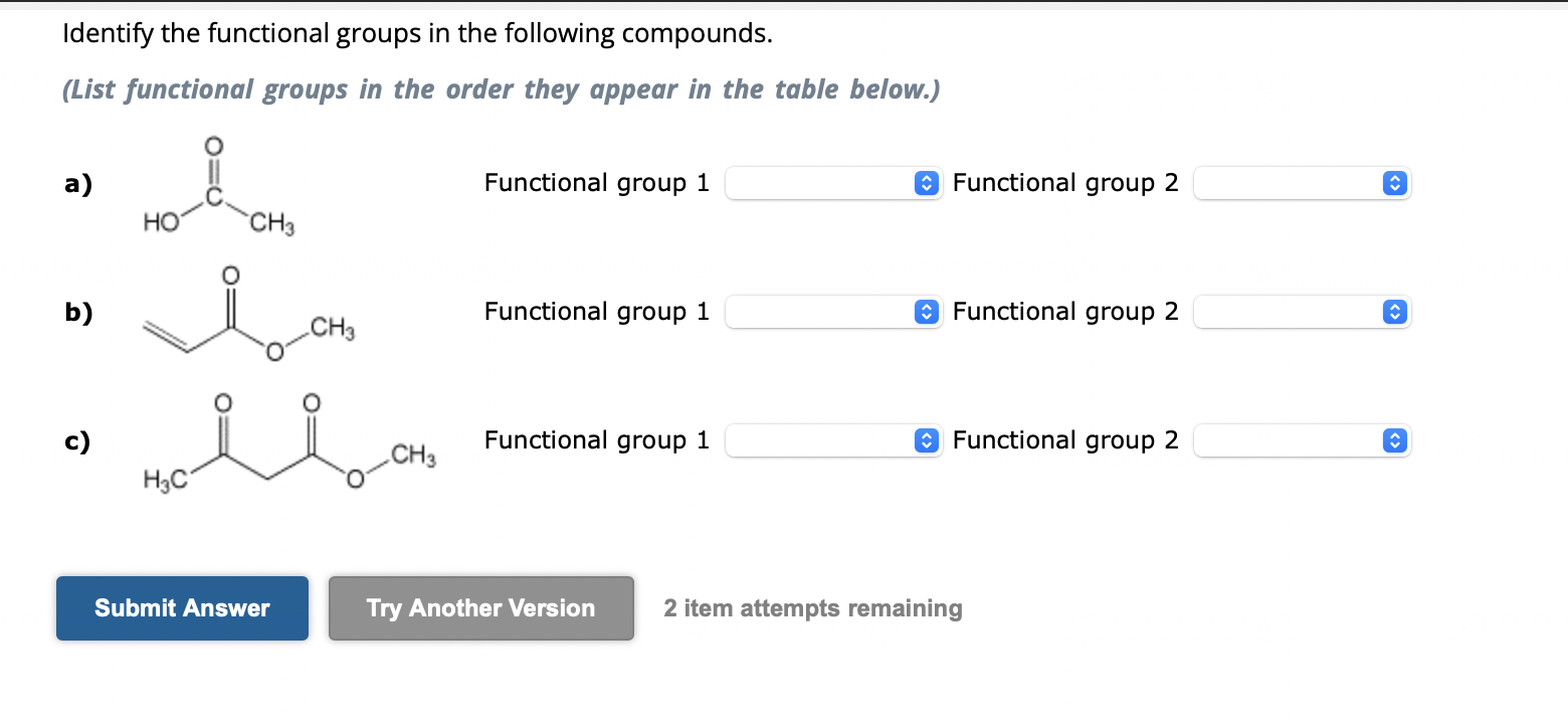 Solved Identify the functional groups in the following | Chegg.com
