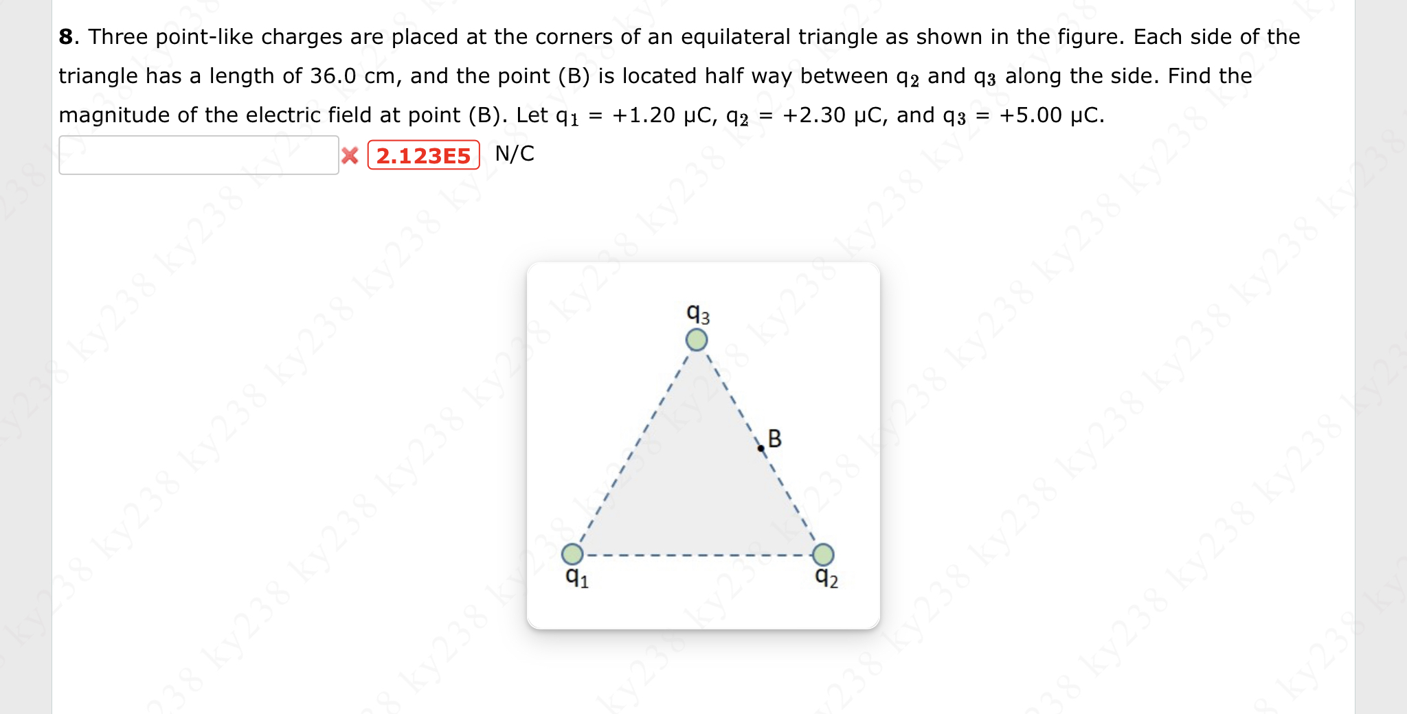 Solved 8. Three point-like charges are placed at the corners | Chegg.com