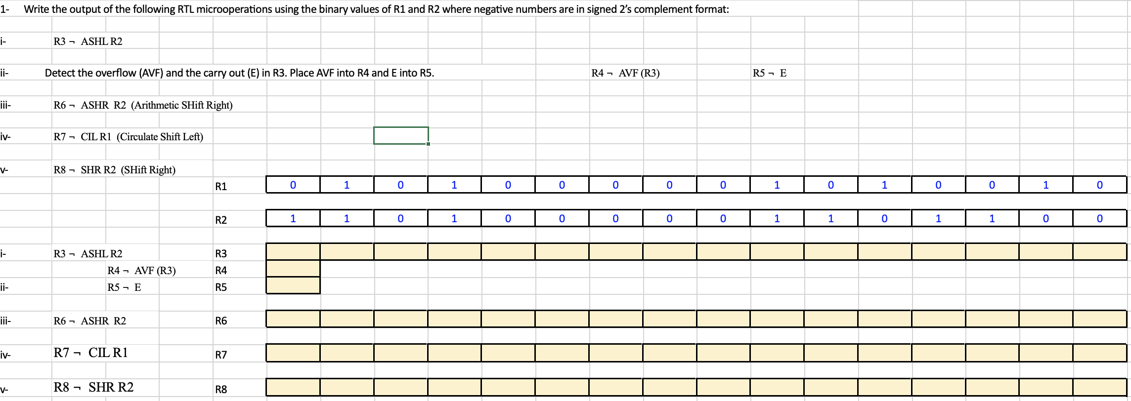 1 Write The Output Of The Following Rtl Microoperations Using The Binary Values Of R1 And R2