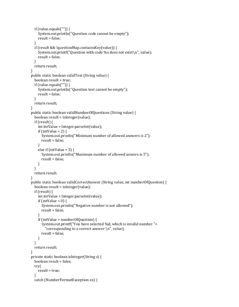 JAVA Quiz Taker and Creator Modes (Source Code | Chegg.com