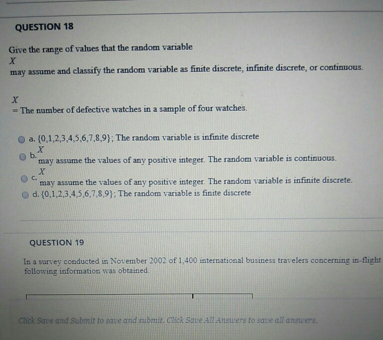 Solved QUESTION 18 Give the range of values that the random | Chegg.com