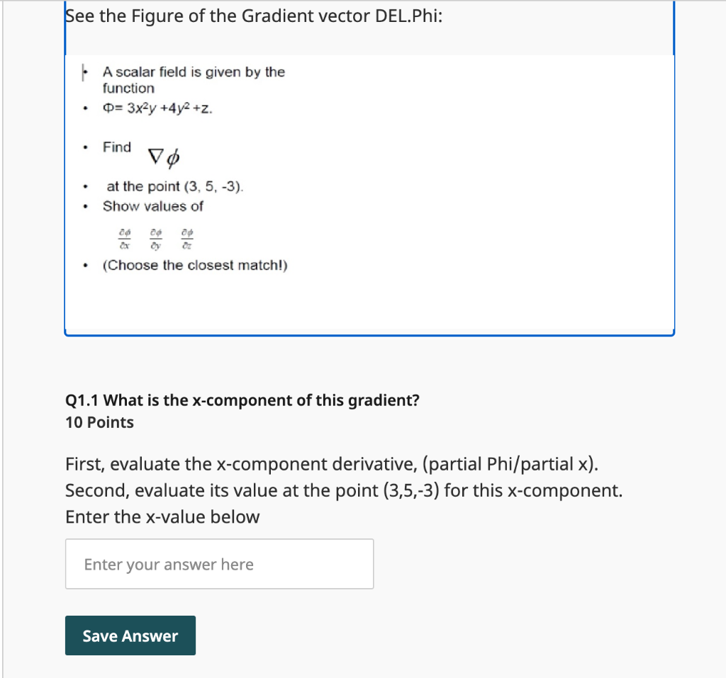 Solved Q1.2 What is the y-component of this gradient? 10 | Chegg.com