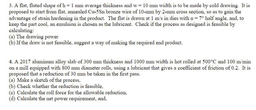 Solved 3. A flat, fluted shape of h=1 mm average thickness | Chegg.com