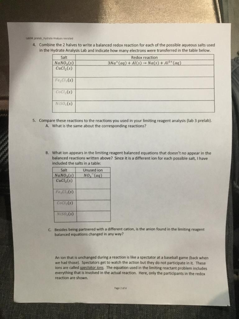 Solved Lab04 prelab Hydrate Analysis revisited | Chegg.com
