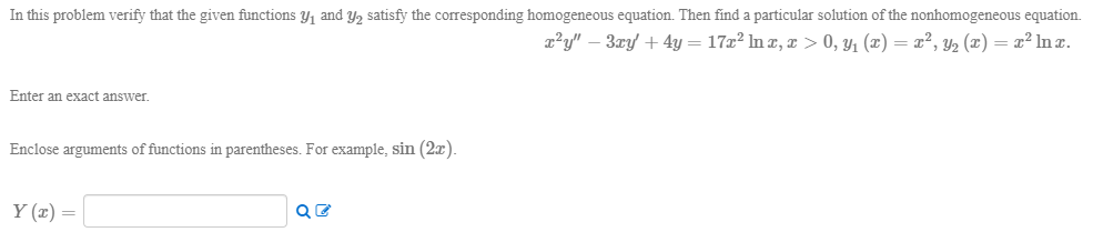 Solved In this problem verify that the given functions y, | Chegg.com