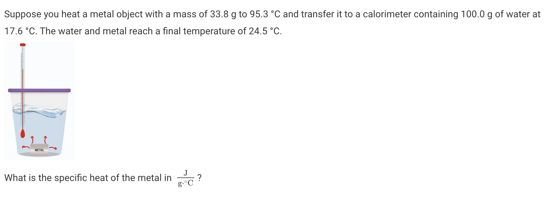 Solved Suppose you heat a metal object with a mass of 33.8 g | Chegg.com