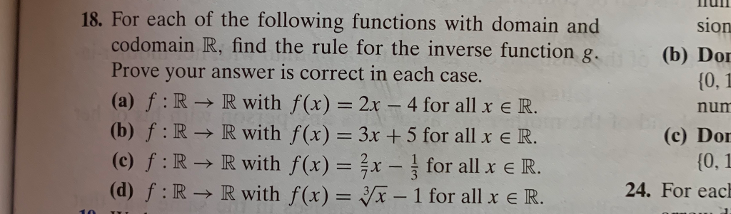 Solved 18. For each of the following functions with domain | Chegg.com