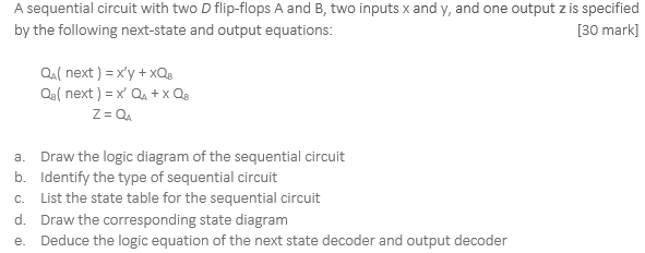 Solved A sequential circuit with two D flip-flops A and B, | Chegg.com