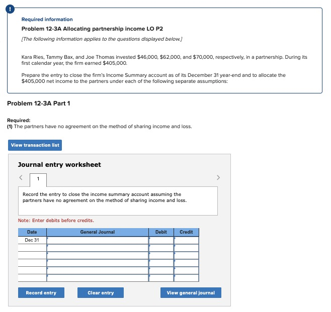 Solved Required information Problem 12-3A Allocating | Chegg.com