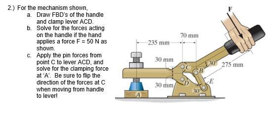 Solved 70 mm -235 mm 2.) For the mechanism shown, a. Draw | Chegg.com
